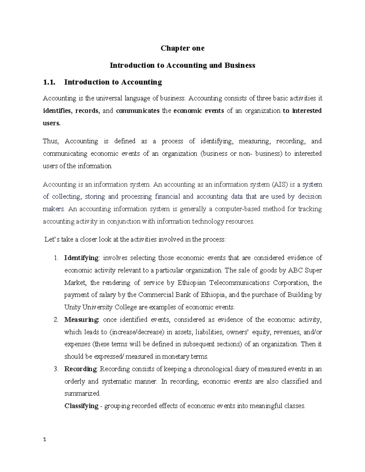 Chapter 1: Introduction to Accounting - Key Concepts and Principles ...