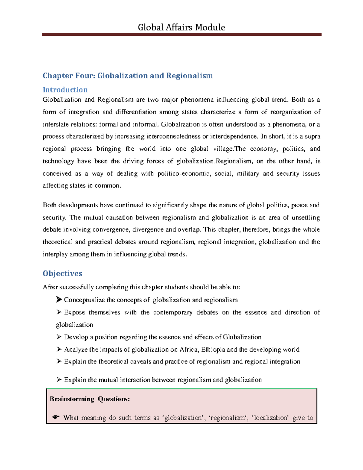 Global trends Module removed - Chapter Four: Globalization and ...