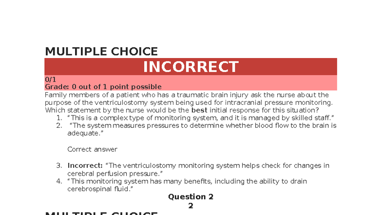 ICP (Ch. 61) Quiz: Multiple Choice Questions on Traumatic Brain Injury ...
