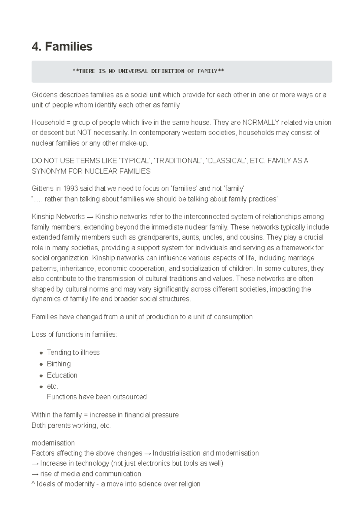 4. Families - Comprehensive Notes on Family Dynamics and Structures ...