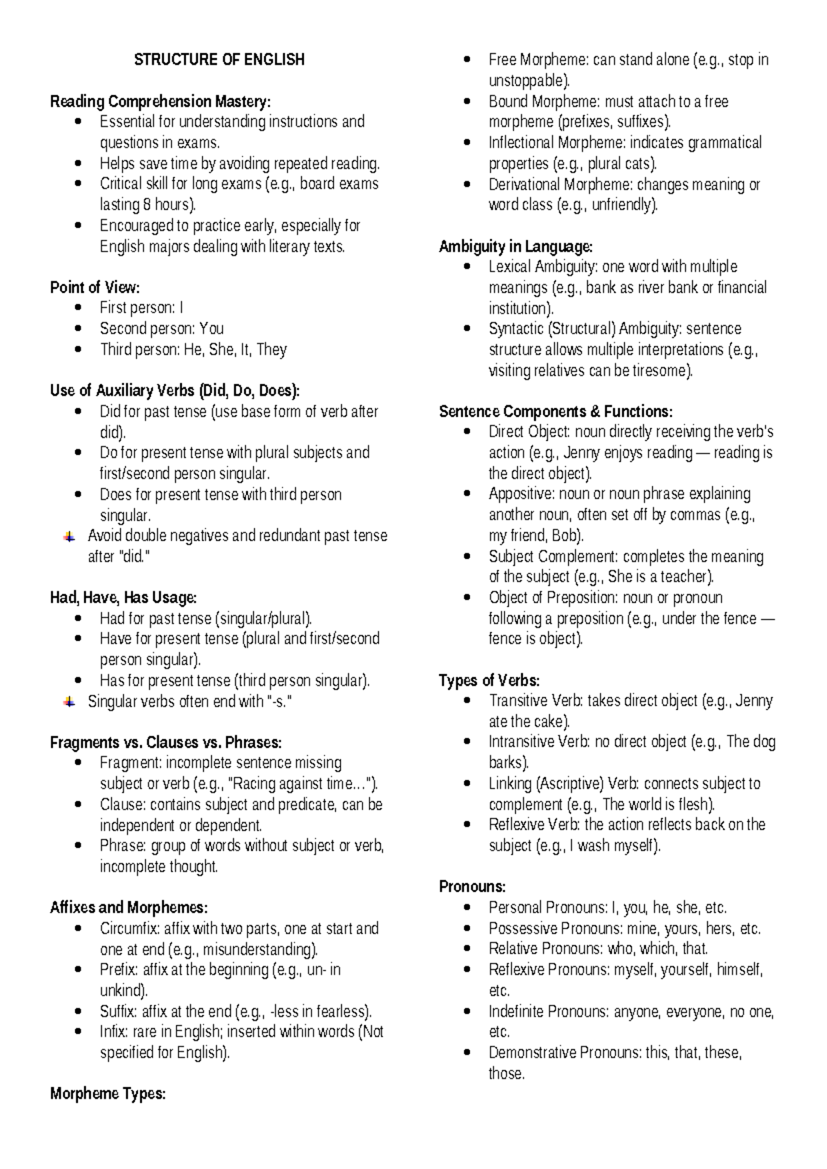 ENG 101: Structure of English - Reading Comprehension Mastery Guide ...