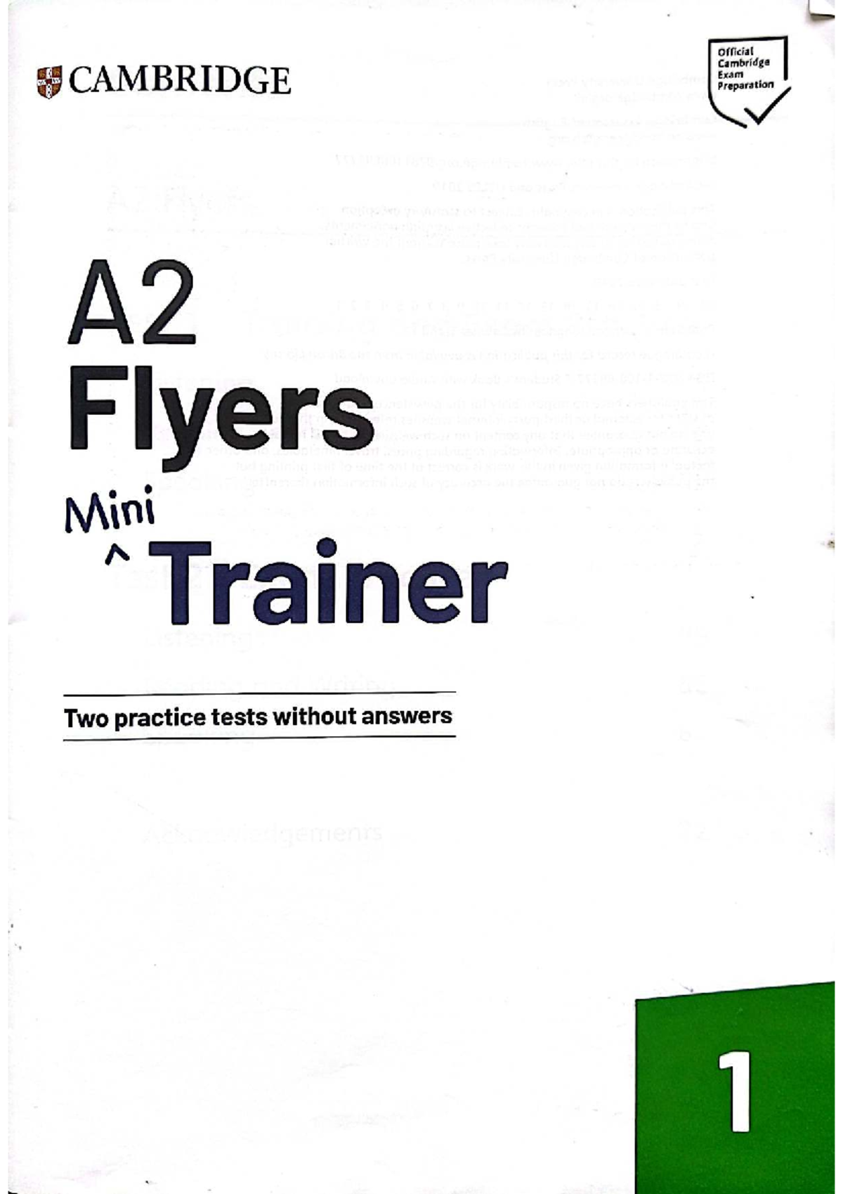 A2 Flyers Exam Prep: Mini Trainer Practice Tests & Exercises - Studocu