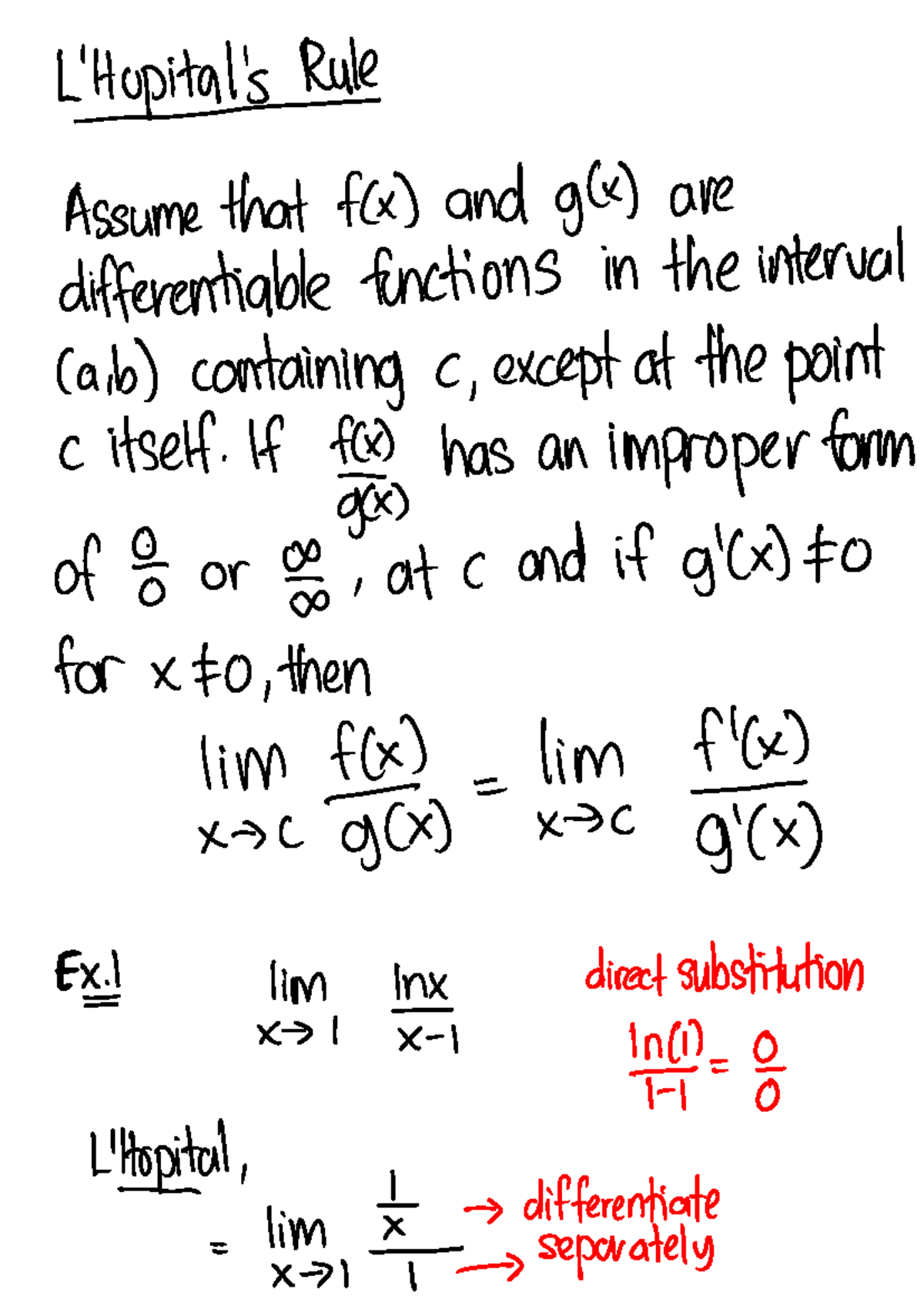 Chapter 4 L'Hopital's Rule: Understanding Limits and Indeterminate ...