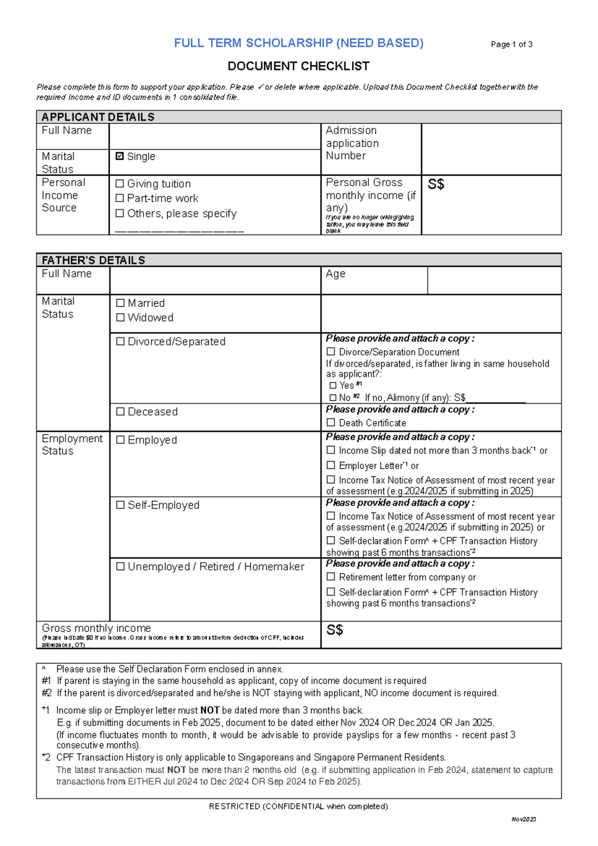 FULL TERM SCHOLARSHIP APPLICATION CHECKLIST (NEED BASED) - Studocu
