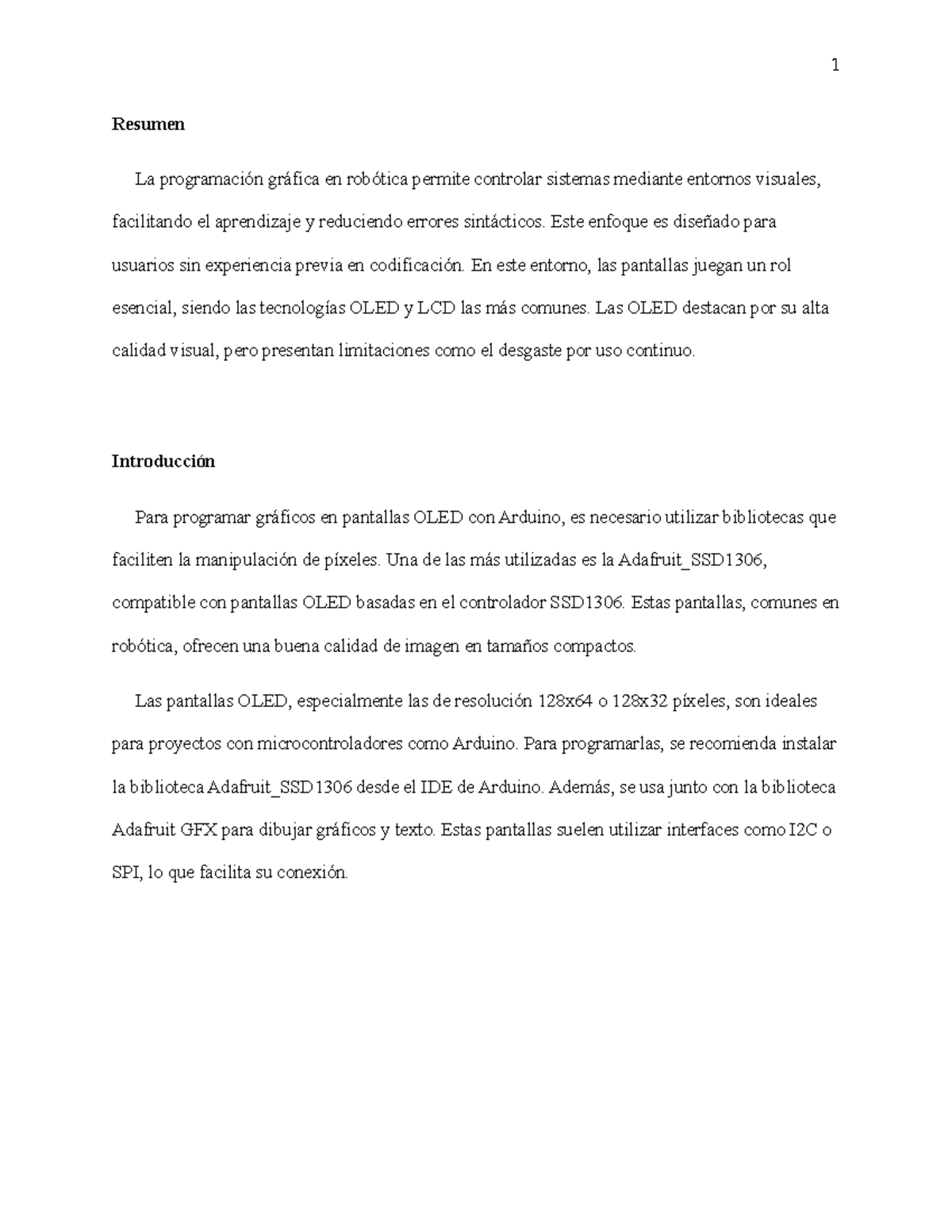 Programación de Gráficas en Pantallas OLED con Arduino - Studocu
