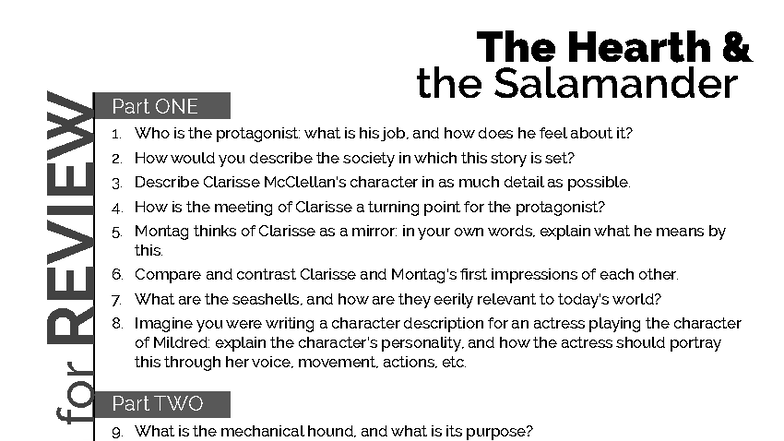 Fahrenheit 451: Review Questions for Hearth and the Salamander - Studocu