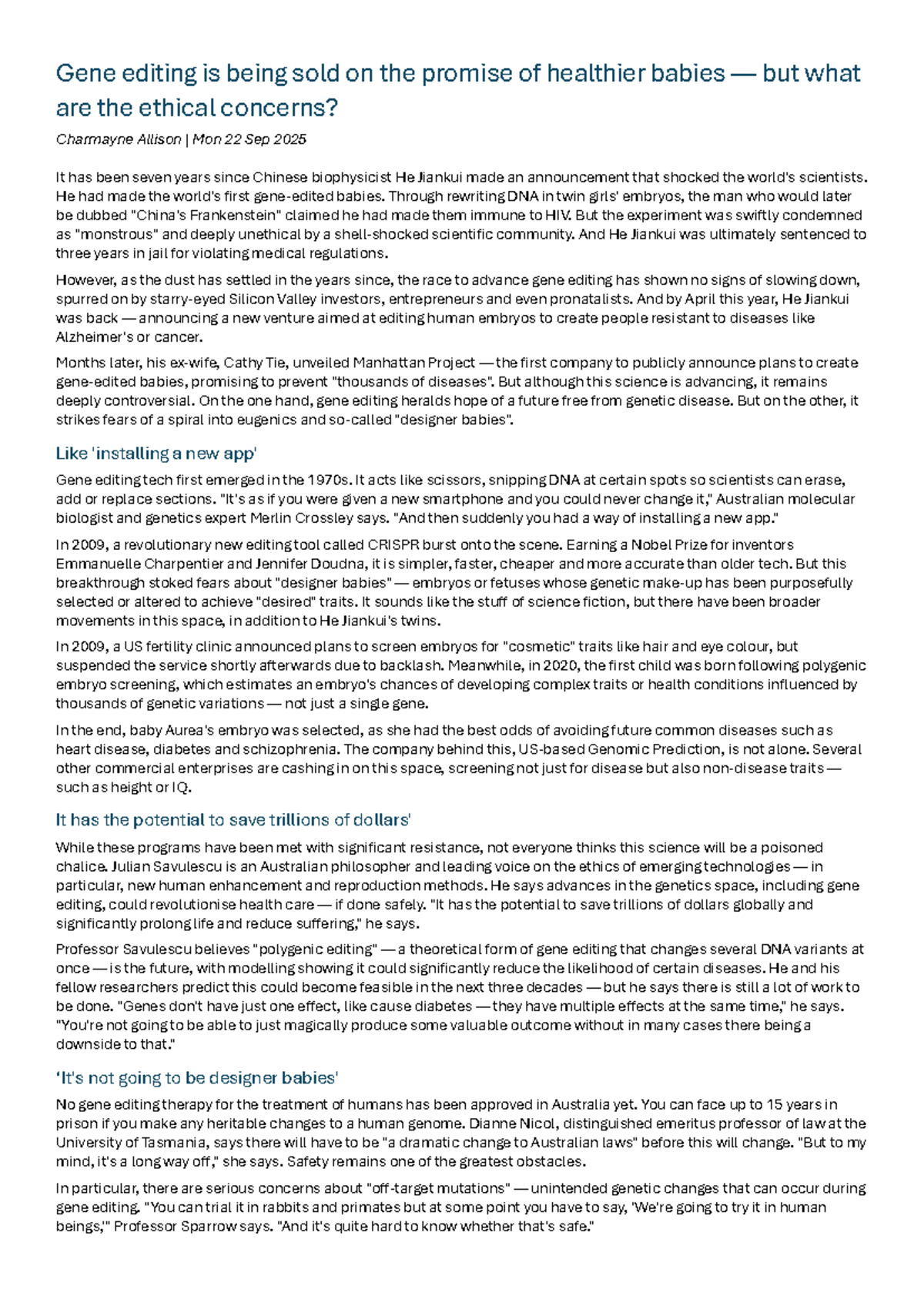 Ethical Concerns in Gene Editing: A Study on Designer Babies (REPRO 101 ...