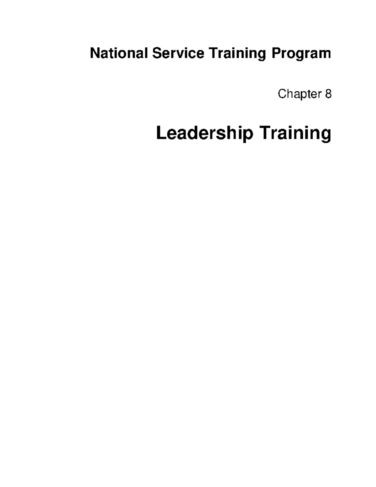 C8 - NSTP Chapter 8: Leadership Training Concepts and Styles - Studocu