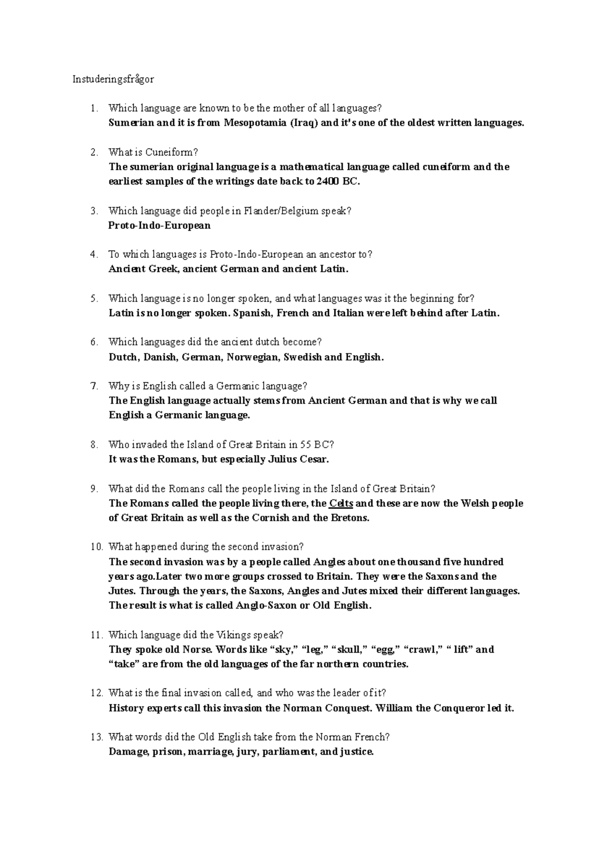 Study Guide: Language Evolution and Influences (Course Code: ENG101 ...
