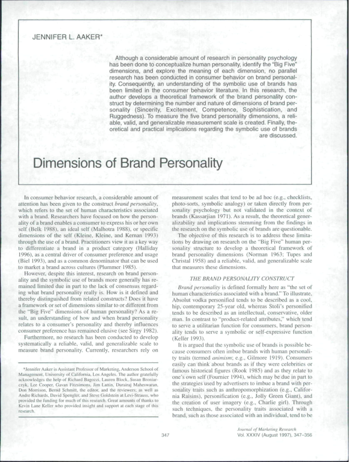 Brand Personality Framework: Aaker's Five Dimensions Explained ...