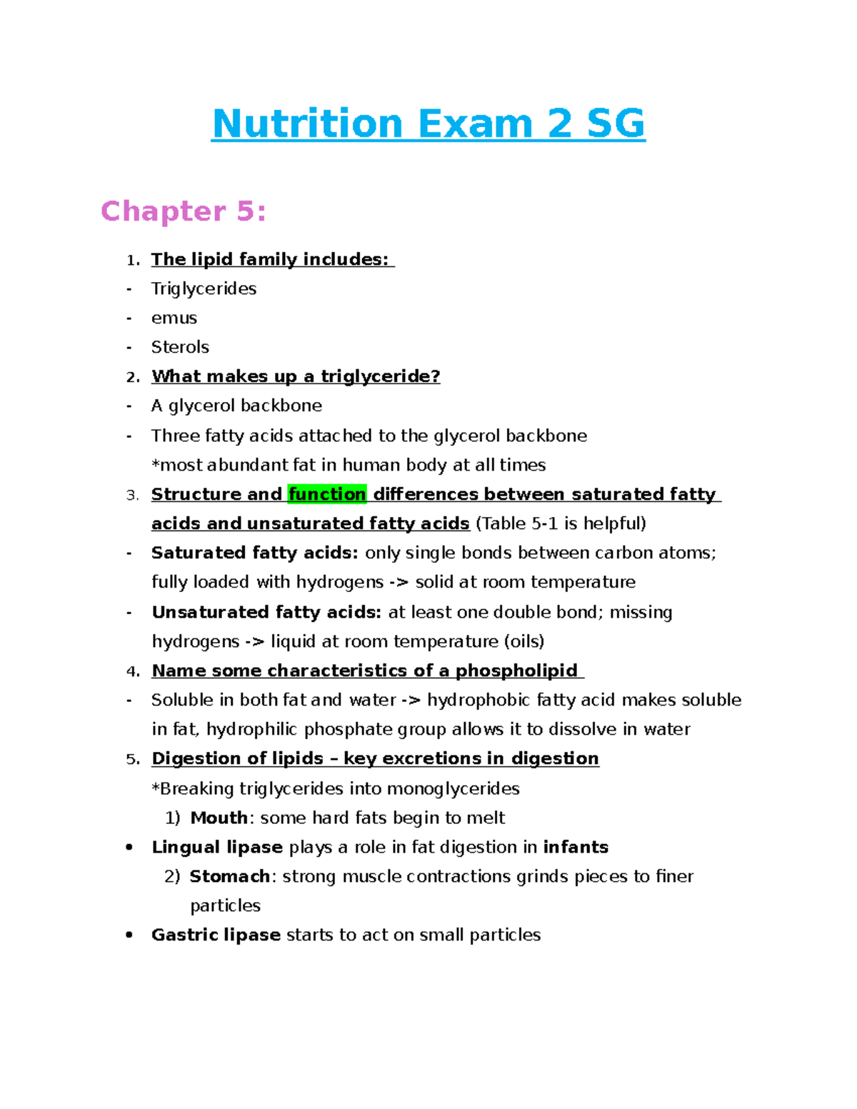 Nutrition Exam 2 Study Guide: Key Concepts from Chapters 5-9 - Studocu
