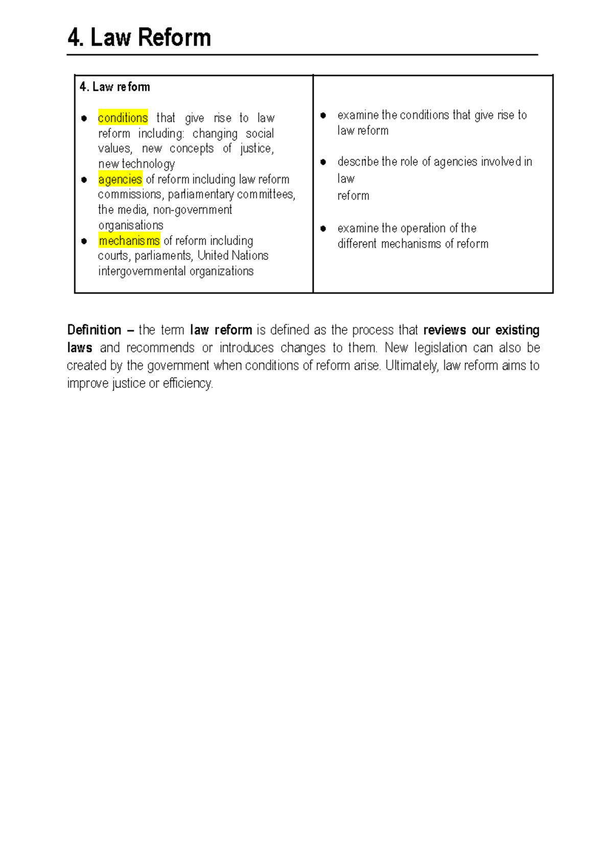 Law Reform: Conditions, Agencies, and Mechanisms Explained (LAW 4 ...