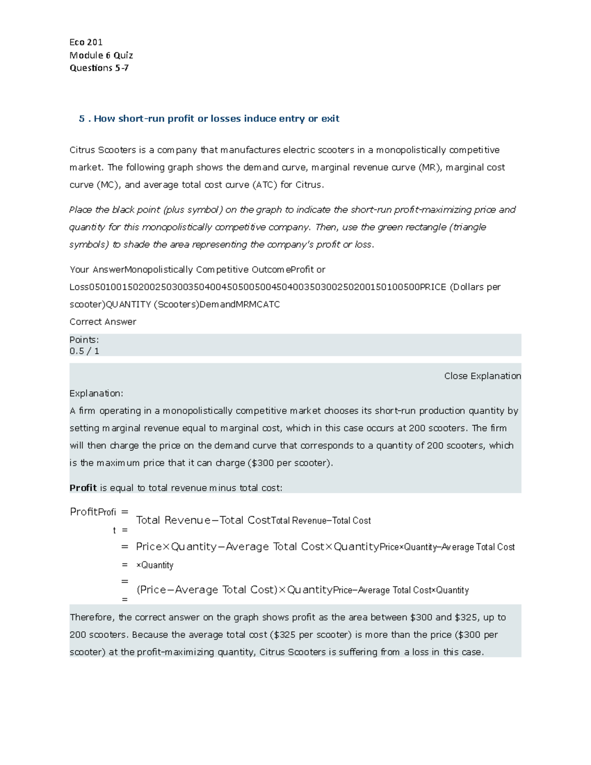 Eco201 - Module 6 Quiz Notes on Monopolistic Competition - Studocu