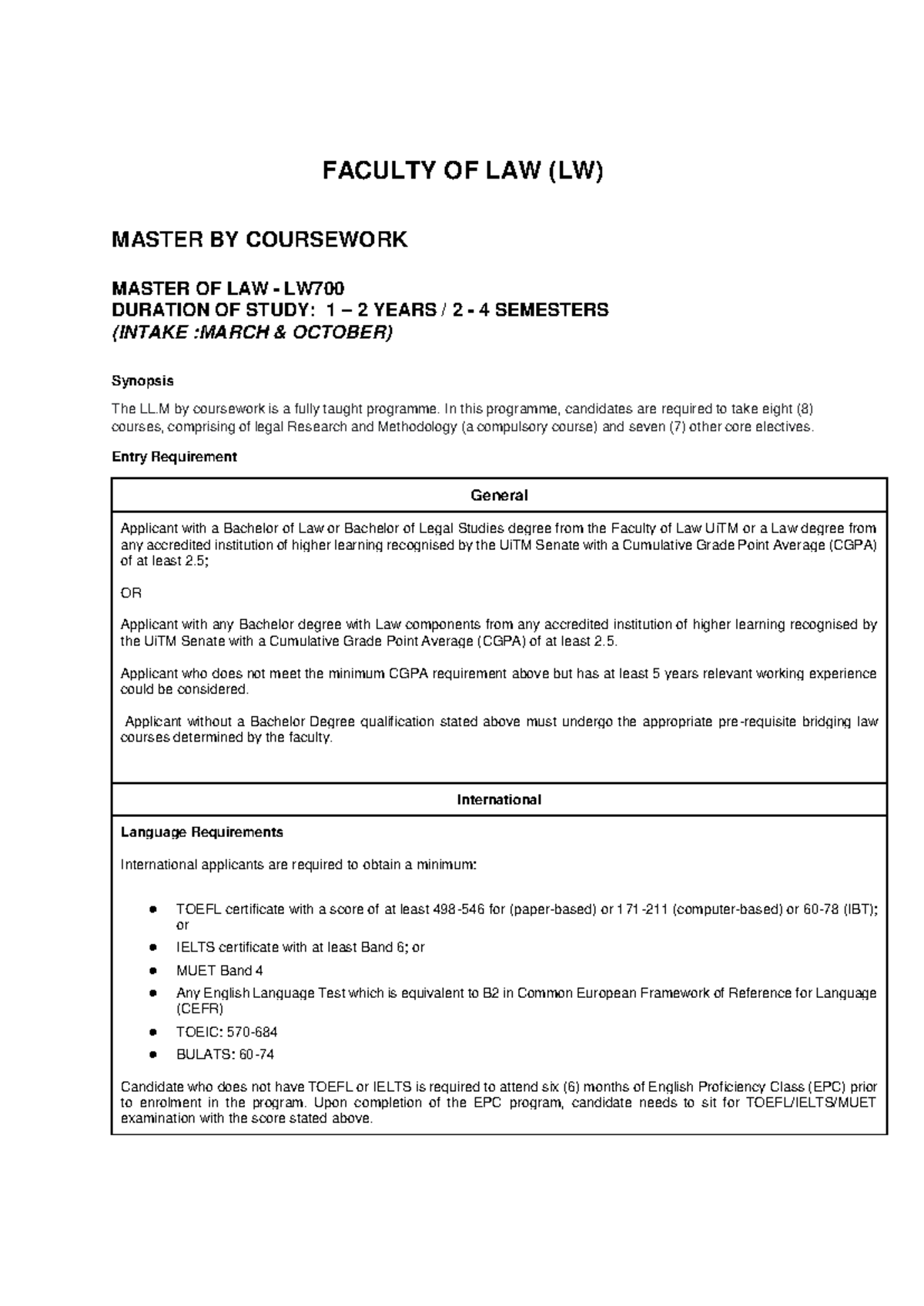 LW700 - Master of Law Coursework Program Overview - Studocu