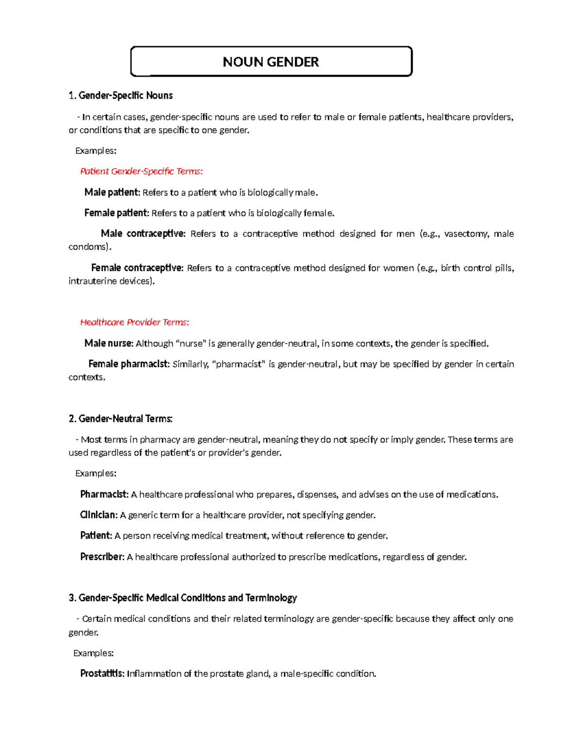Noun Gender Overview - BSPh - Grammar Teaching Notes - Studocu