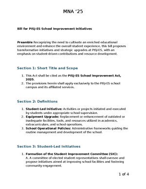 Model National Assembly Bill - PISJ-ES School Improvement Act 2025 ...