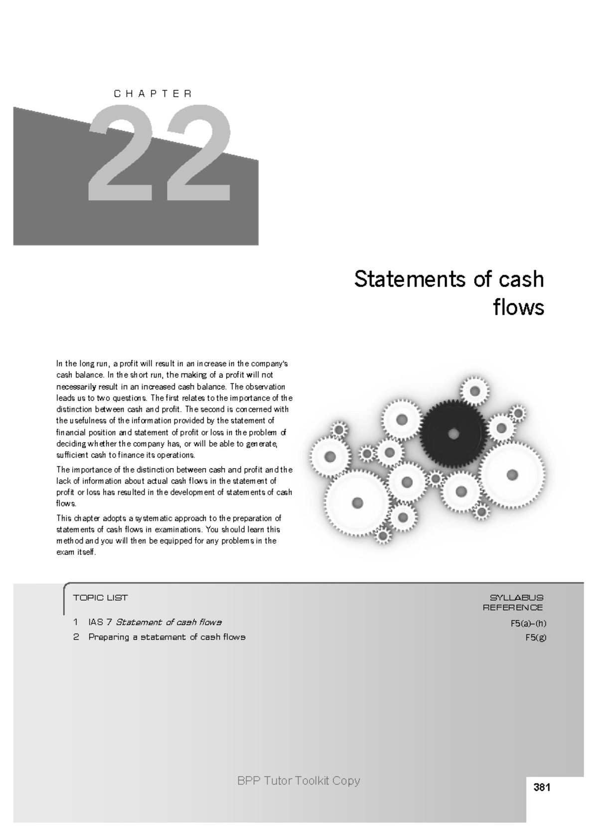 ACCA F5: Chapter on Statements of Cash Flows and Their Importance - Studocu