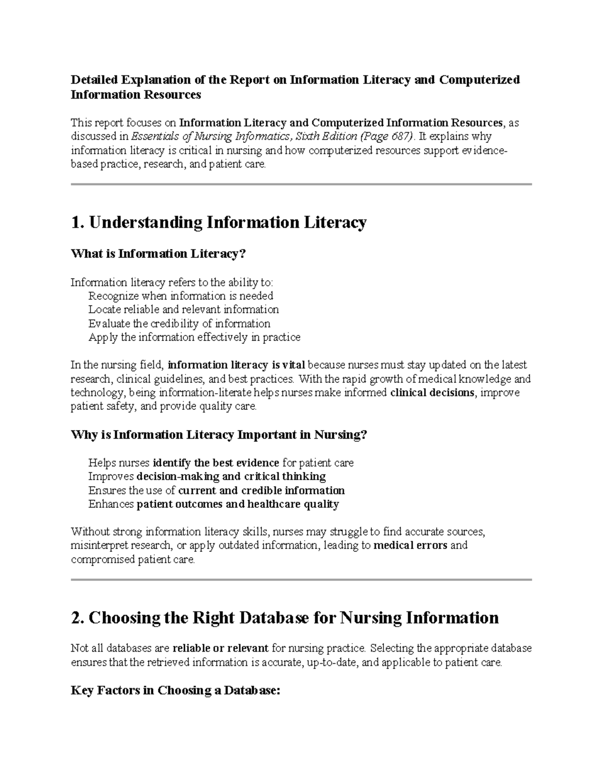 NI 101: Information Literacy & Computerized Resources in Nursing - Studocu