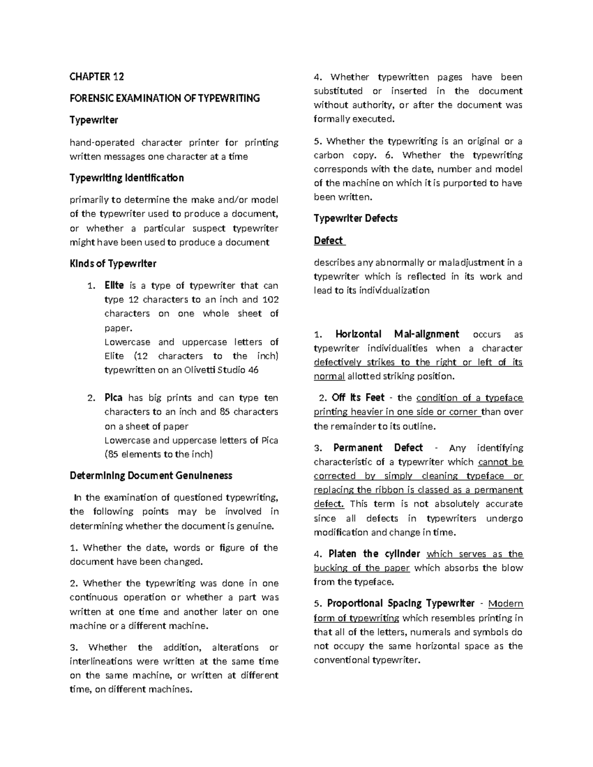QDE 12&13 - Forensic Examination of Typewriting and Document Analysis ...