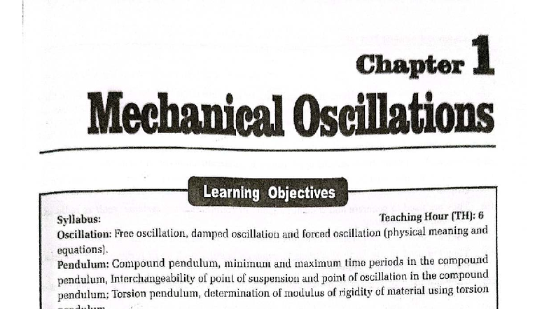 CS 2 Advanced Applied Physics: Chapter 1 - Mechanical Oscillations Overview - Studocu