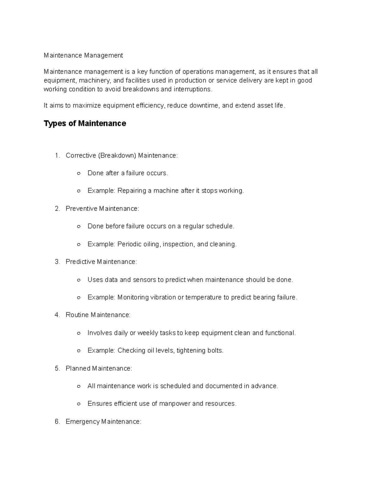 Maintenance Management: Key Techniques and Work Study Insights - Studocu
