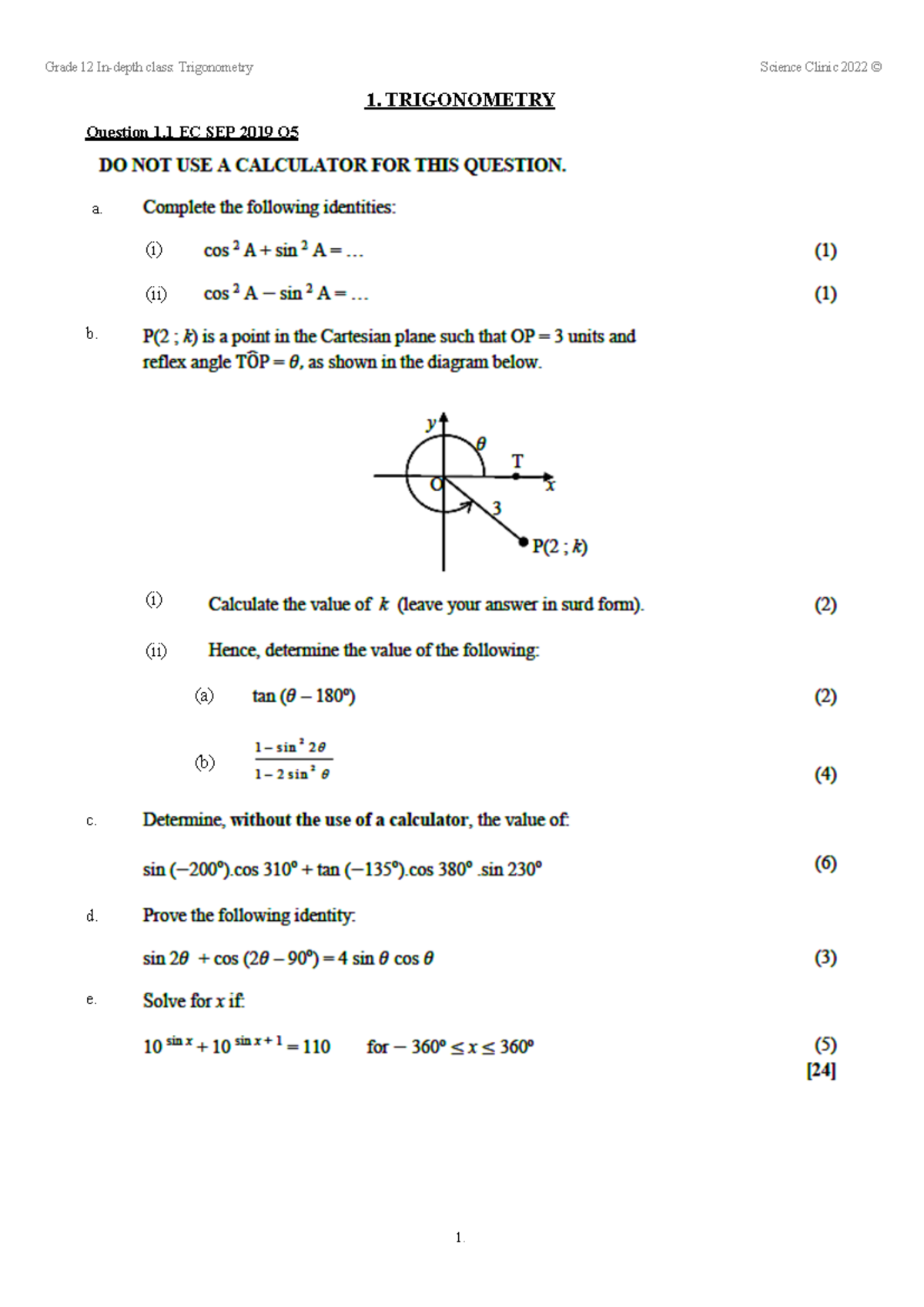 Grade 12 Trigonometry Exam Questions and Memos - Studocu