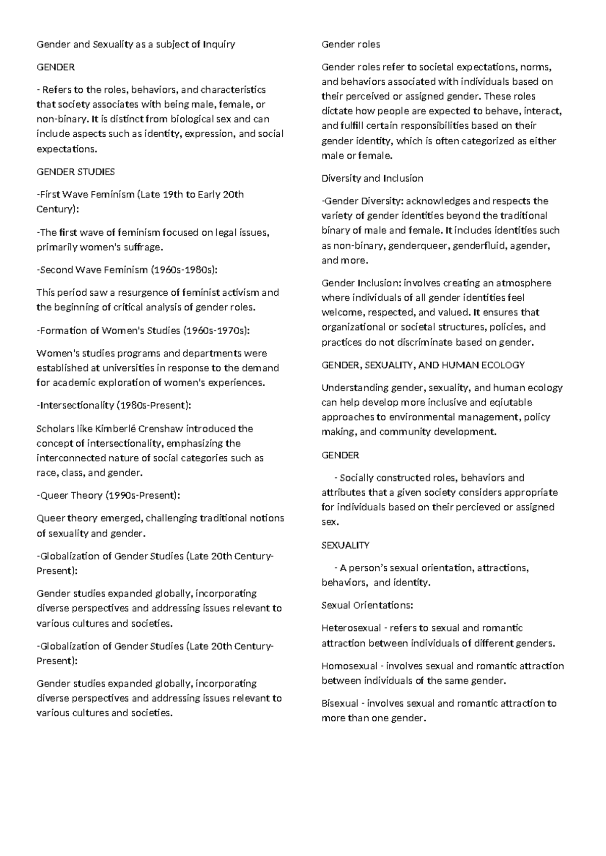 Ge 11 - Exploring Gender Roles, Identity, and Sexuality Studies - Studocu