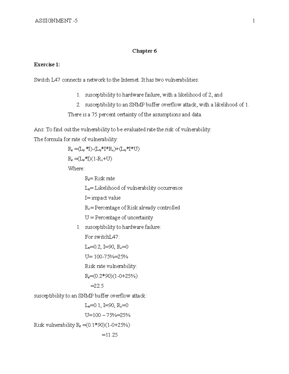 Analysis of Vulnerability Risks: Assignment 5 (CS101) - Studocu
