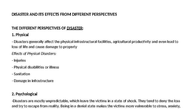 Disaster Effects from Multiple Perspectives: A Comprehensive Analysis ...