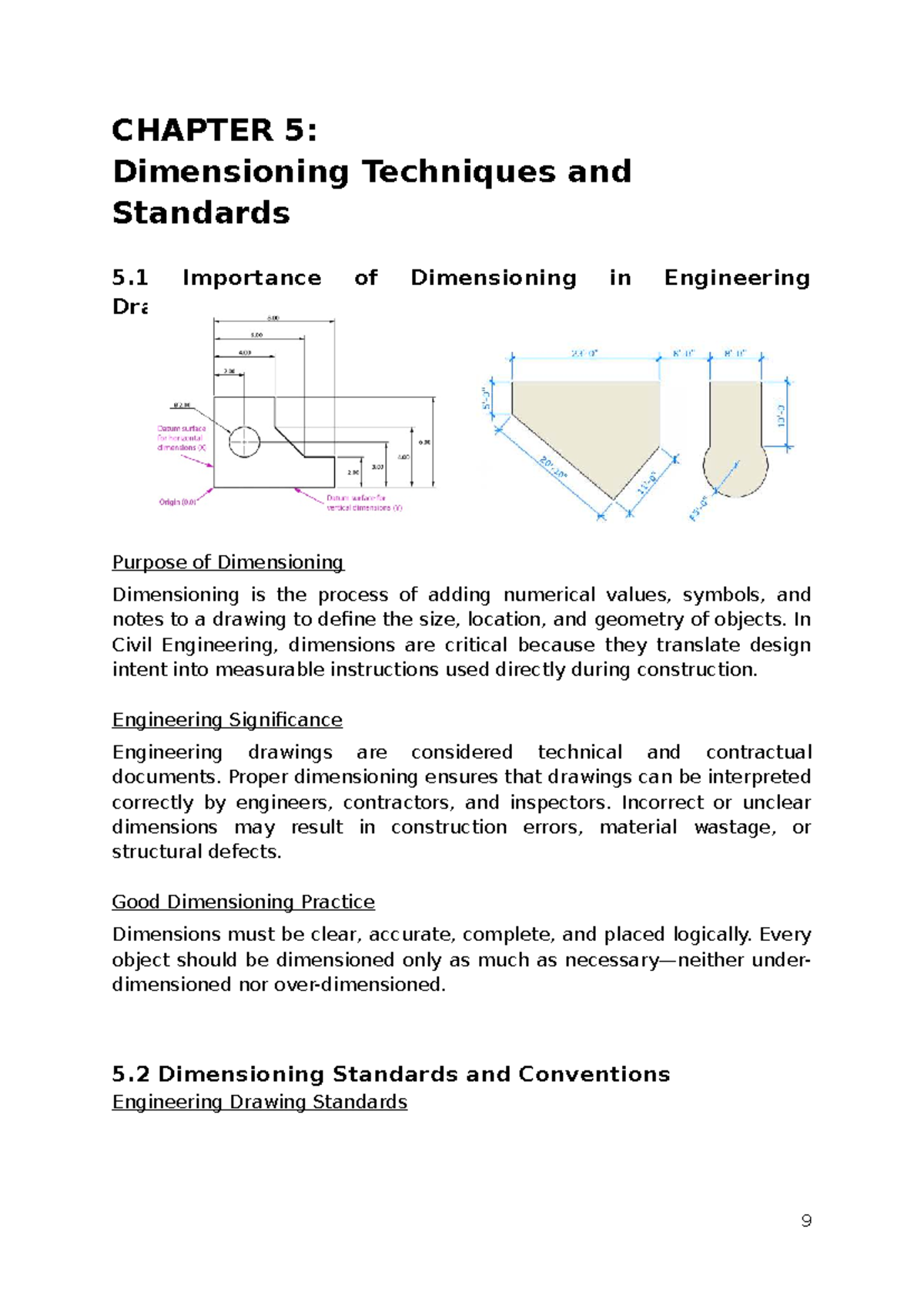 CAD CH5: Dimensioning Techniques & Standards in Engineering - Studocu