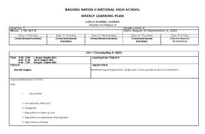 2ND-WEEK-3 Sanaysay - LESSON PLAN - BAGONG NAYON II NATIONAL HIGH ...