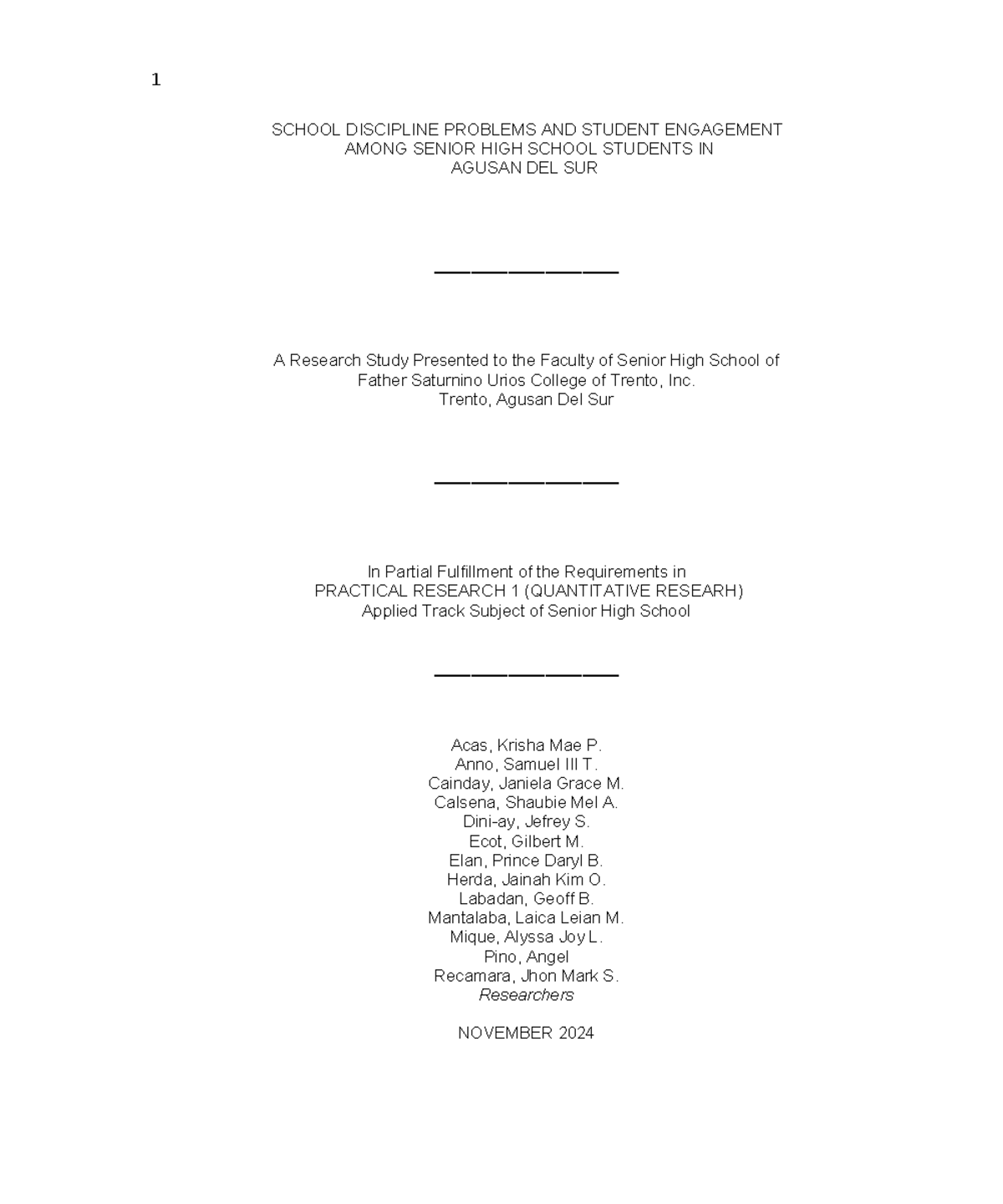 Chapt 1 G3 - Examining School Discipline Issues and Student Engagement ...