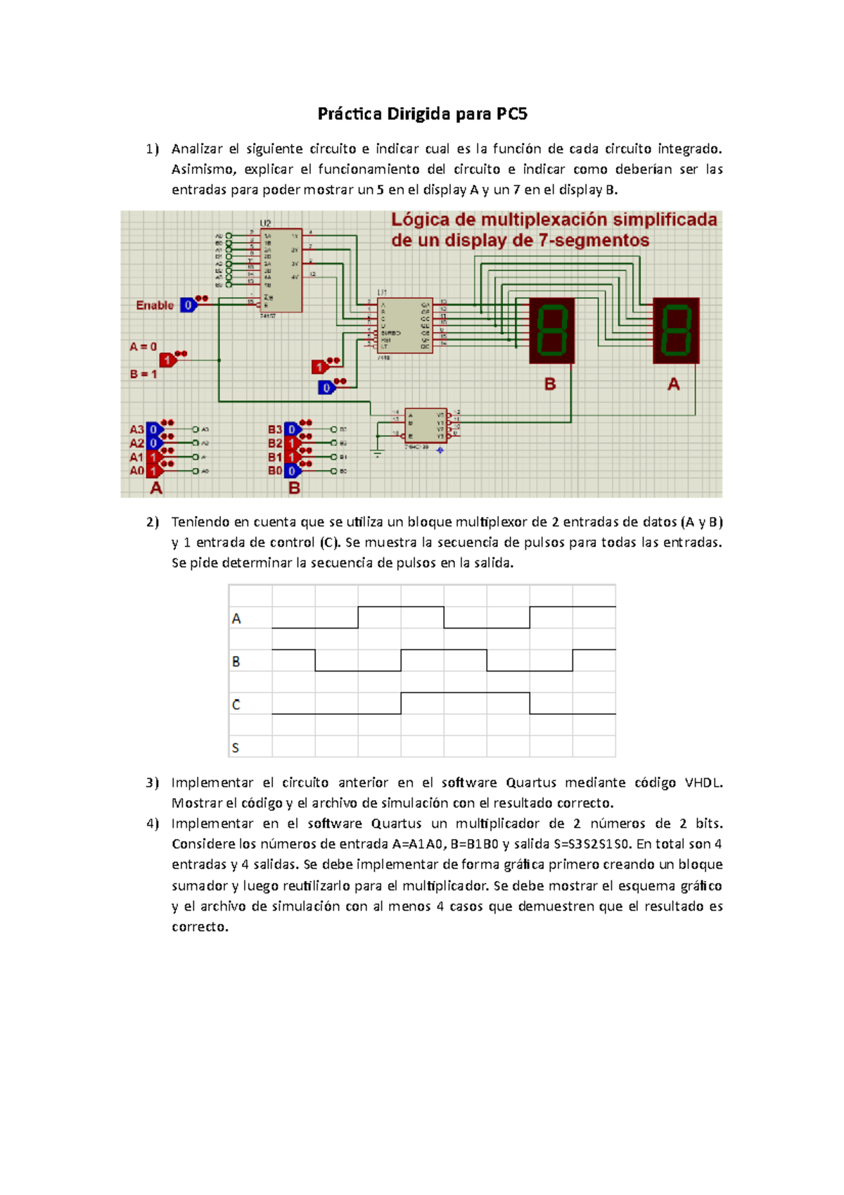 Practica Dirigida Para PC 5 - Práctica Dirigida para PC Analizar el siguiente circuito e indicar ...
