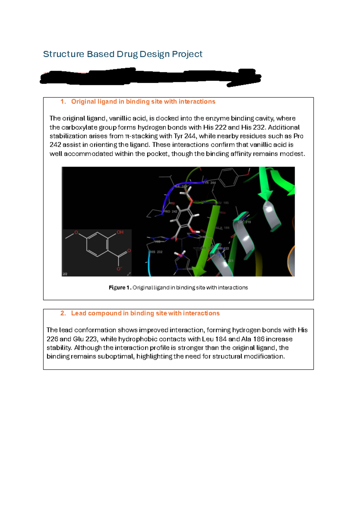 Structure Based Drug Design Project: Ligand Interactions Analysis - Studocu