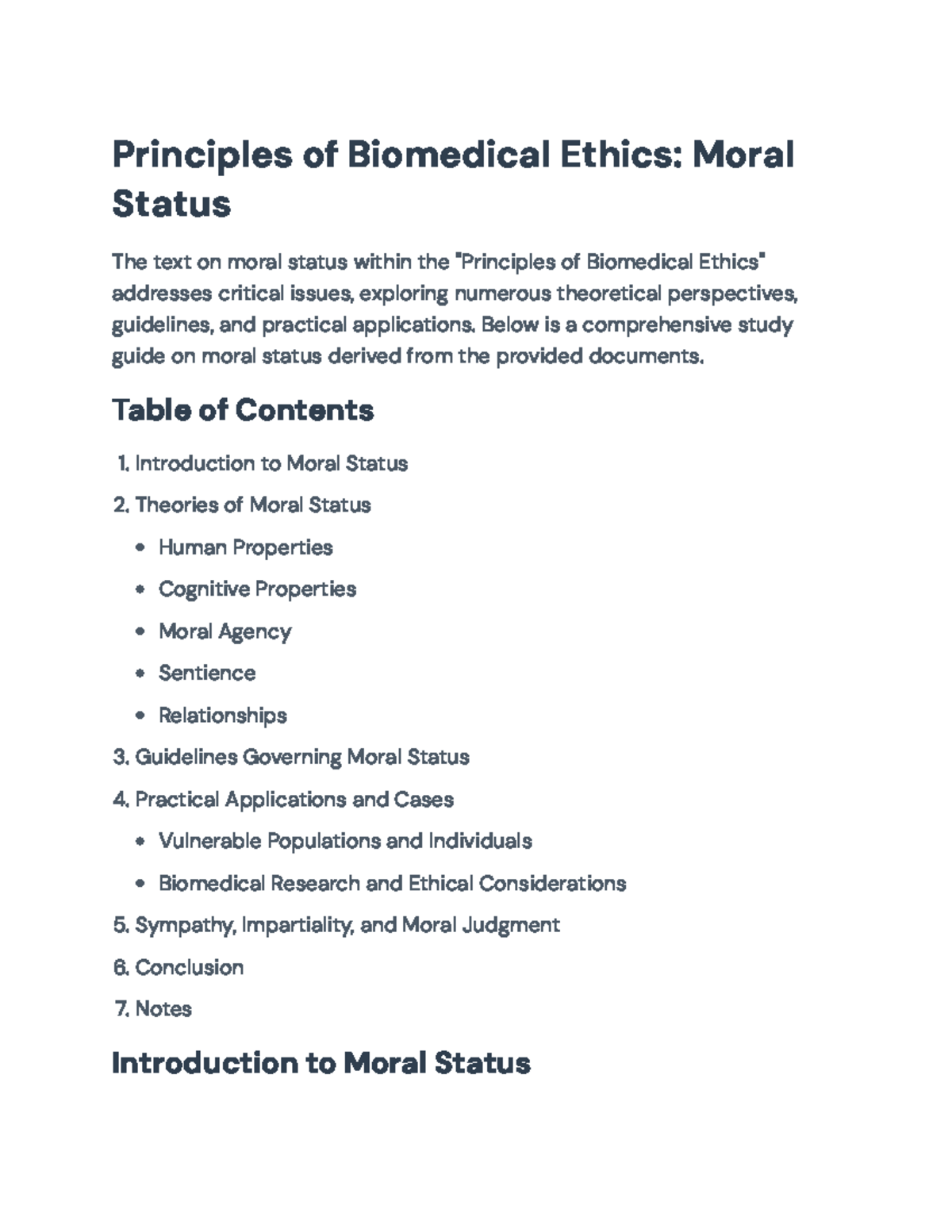 Moral Status in Biomedical Ethics: Theoretical Perspectives ...