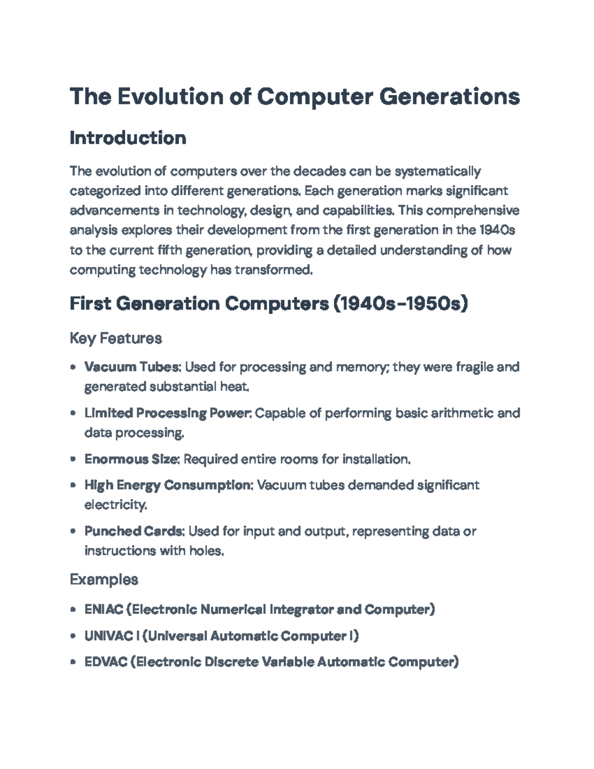 The Evolution of Computer Generations: A Detailed Overview (CS101) - Studocu