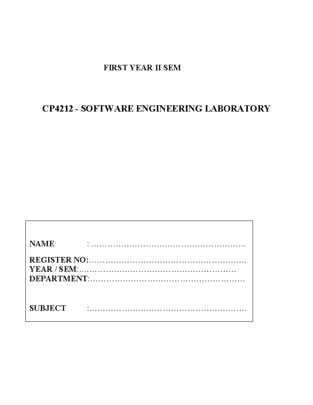 CP4212 Software Engineering Lab Manual: Problem Statements & Diagrams ...