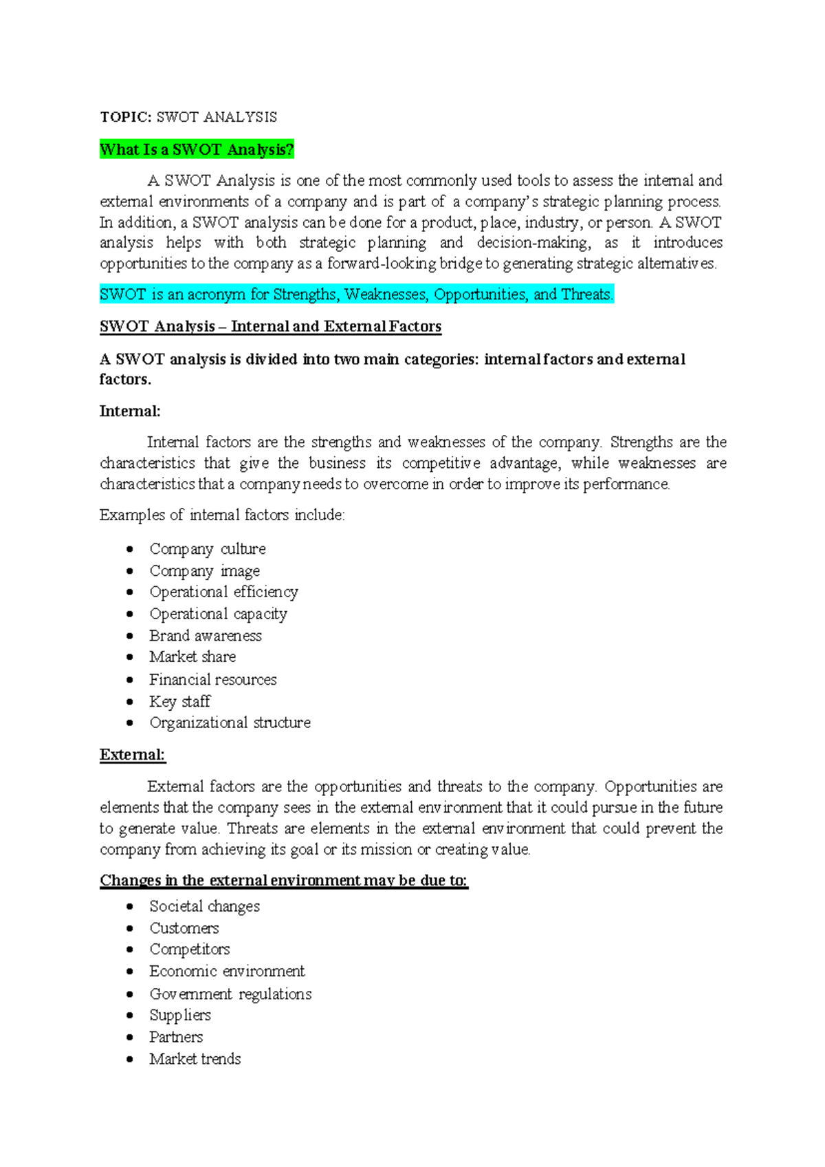 SWOT analysis: Understanding strengths, weaknesses, opportunities, and ...