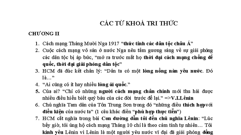 TỪ KHOÁ TRI THỨC CHƯƠNG II: CÁCH MẠNG THÁNG MƯỜI NGA 1917 - Studocu