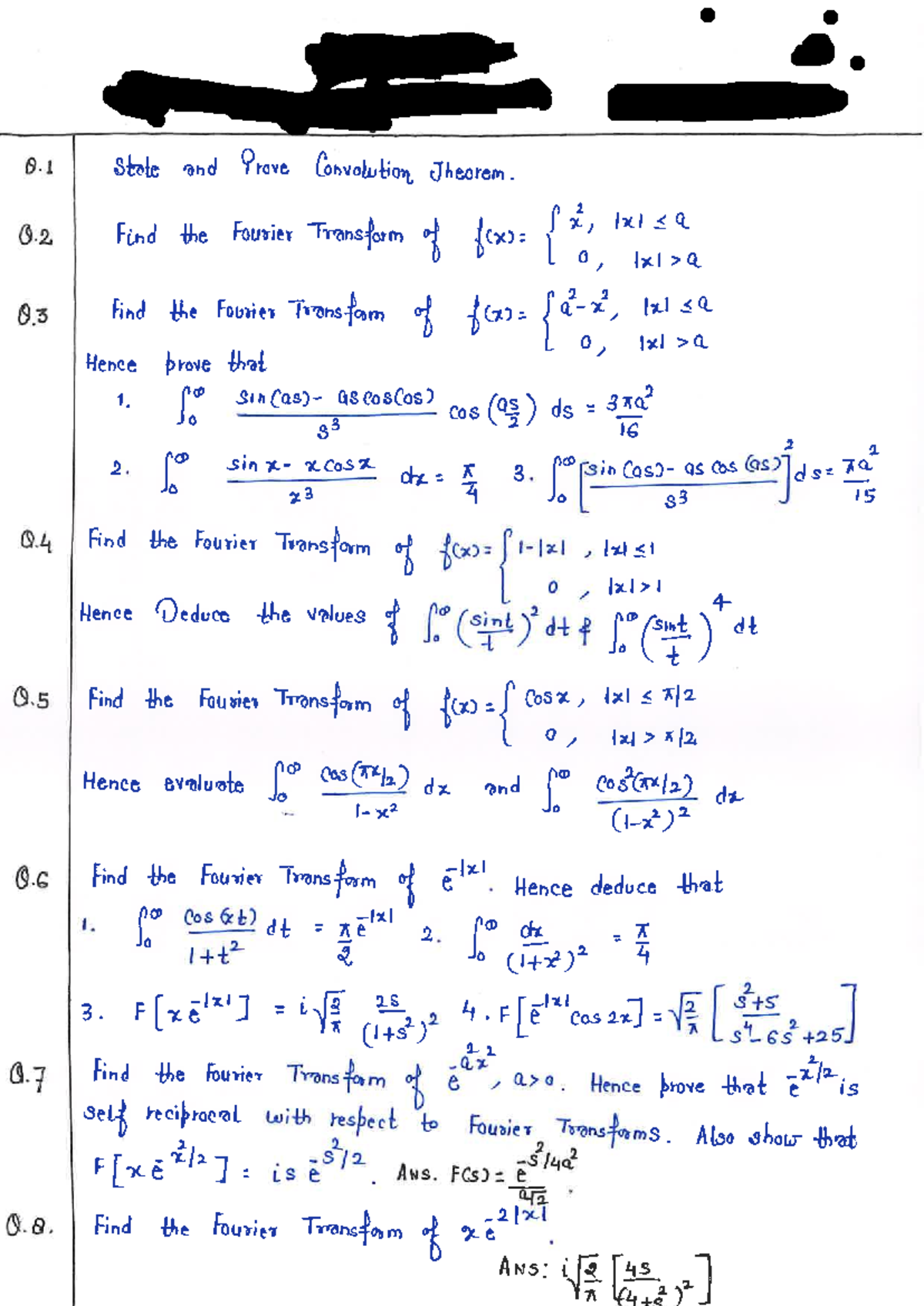 M3-Fourier Transform Assinment - 0 State and Prove Convolution Theorem ...