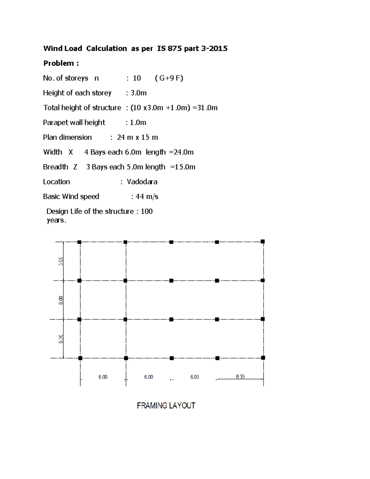 Wind Load Calculation as per IS 875 Part 3-2015 for 10 Storeys - Studocu