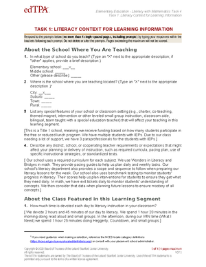 Task2Commentary - edtpa - Elementary Literacy Task 2: Instruction ...