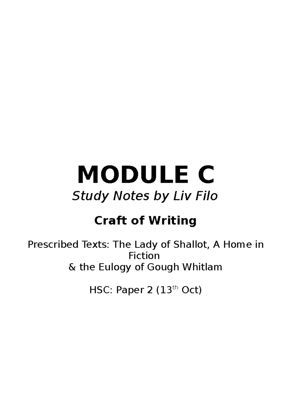 HSC English Adv: Module C Study Notes on Writing Techniques - Studocu