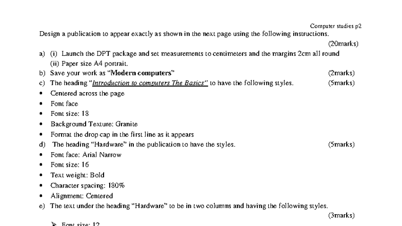Computer Studies P2: Desktop Publisher Publication Design Guide - Studocu