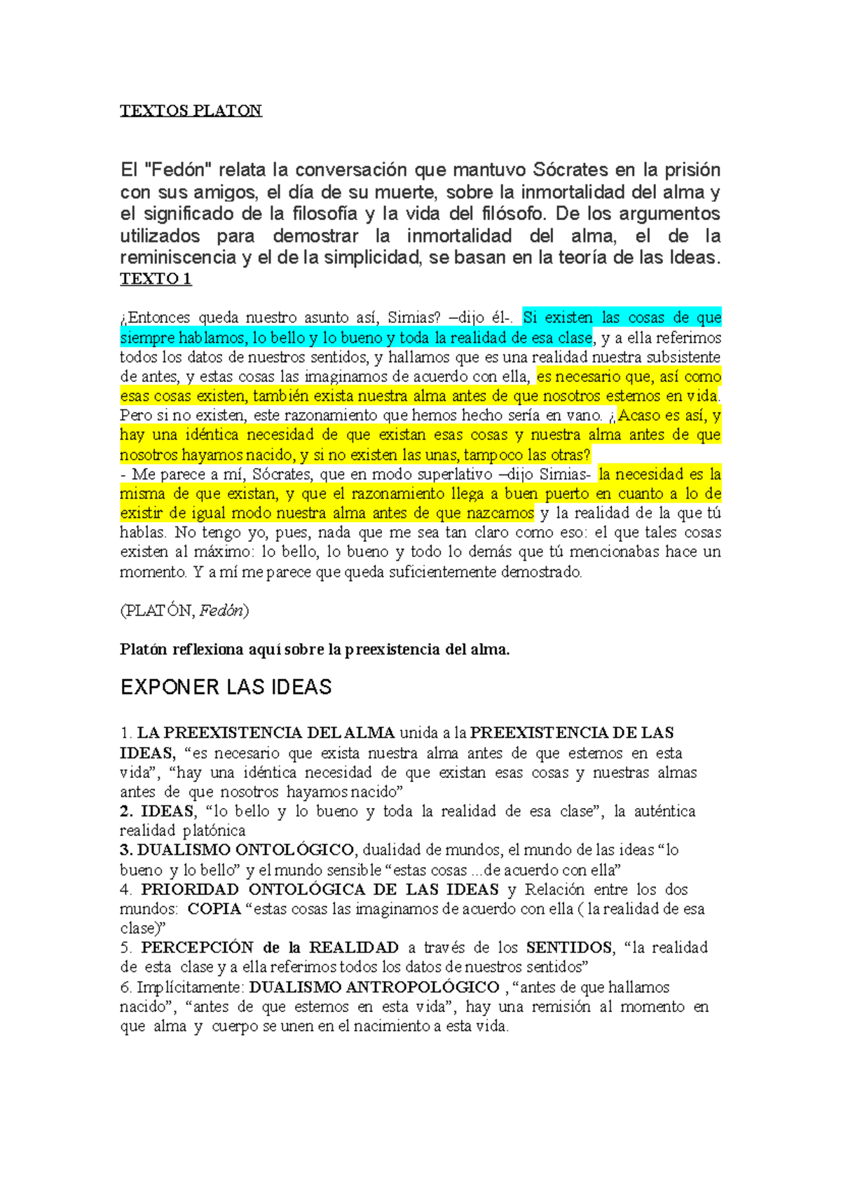 Selección de Textos de Platón: Inmortalidad y Dualismo en el "Fedón ...