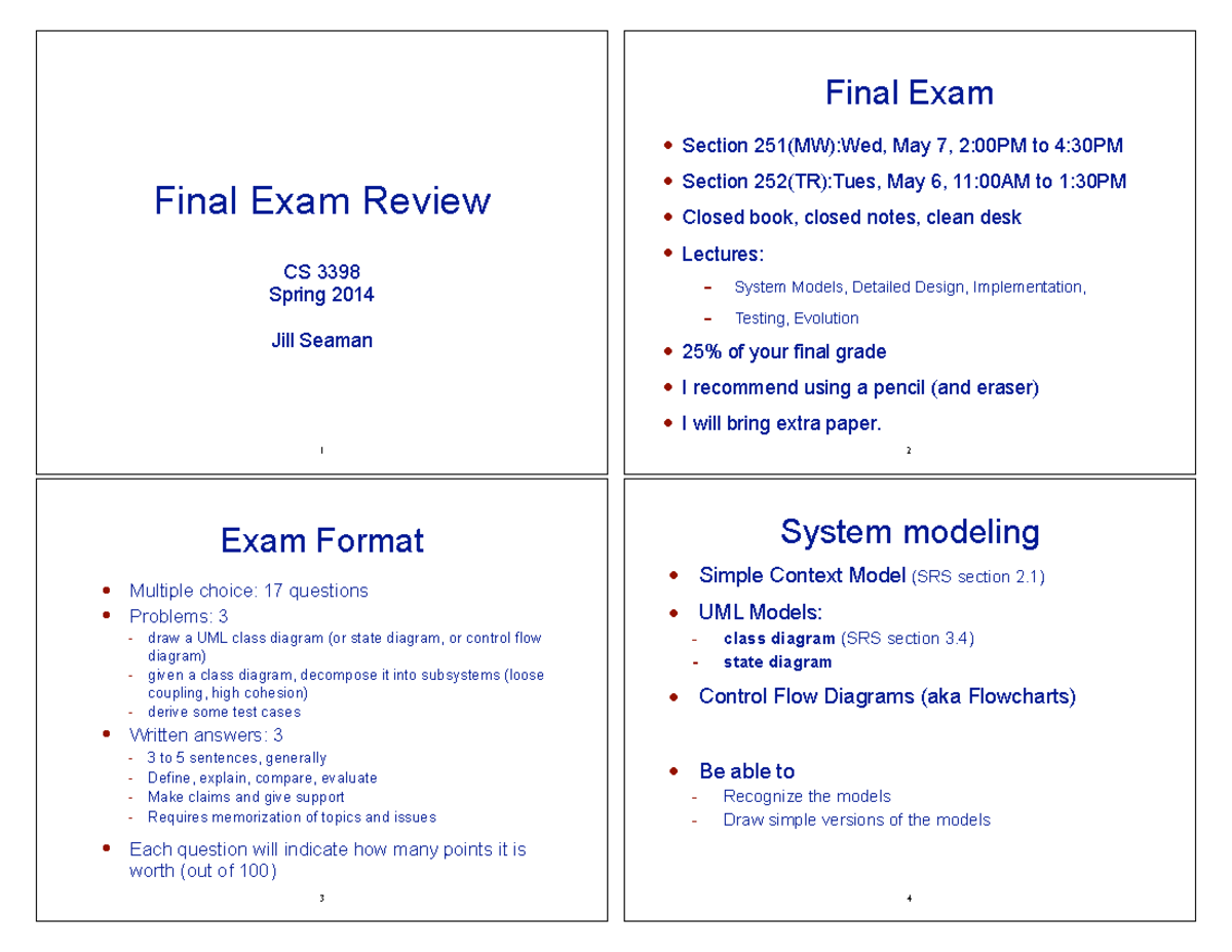 Finalexamreview - Summary Software Engineering - Final Exam Final Exam ...