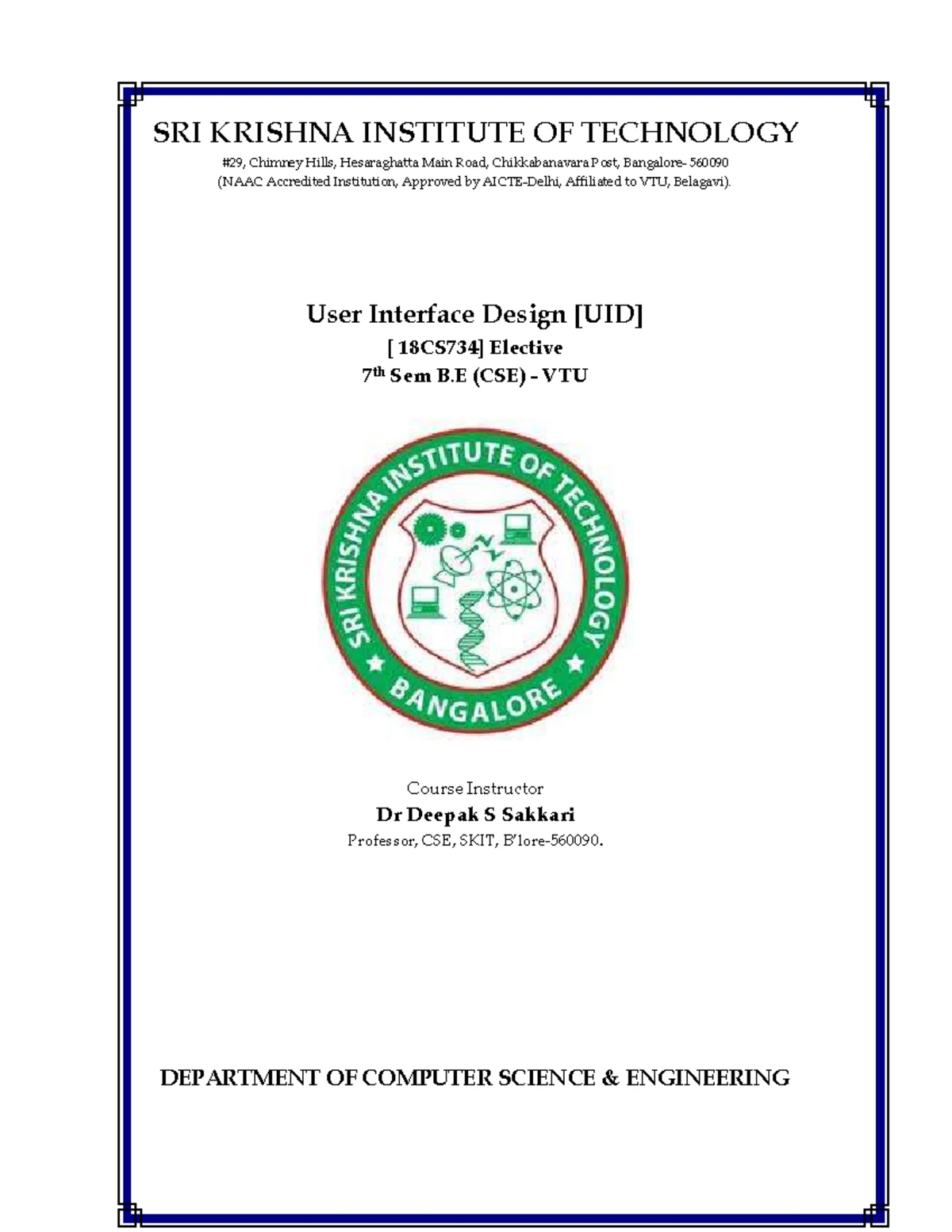 BBOC407 - Biology for Engineers Course Handout and Assessment Guide - Studocu