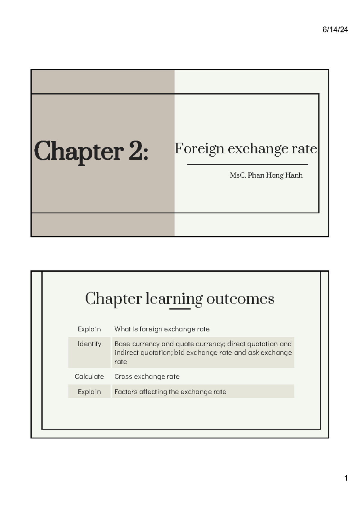 2. Chapter 2 - Understanding Foreign Exchange Rates in Finance - Studocu