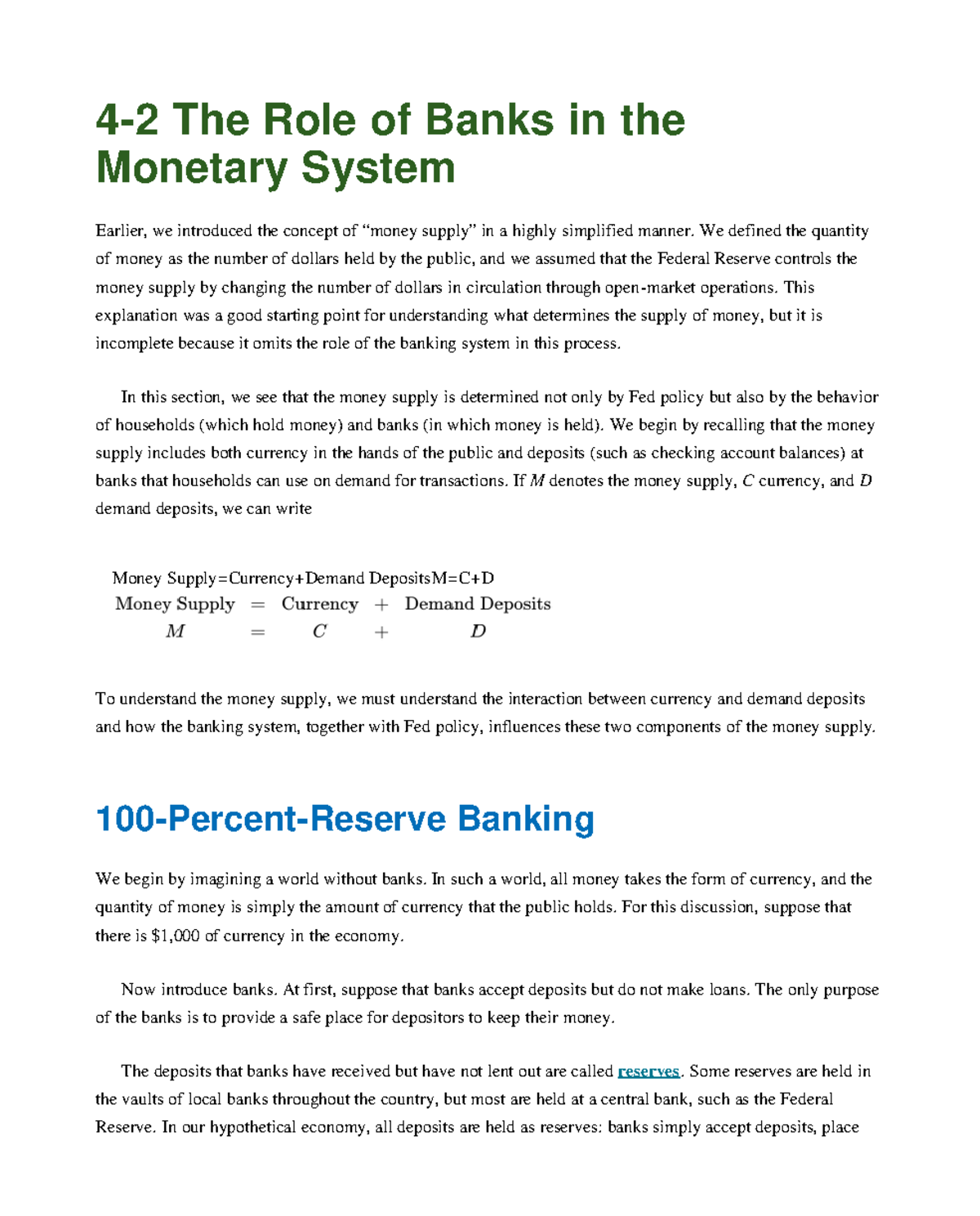 The Role of Banks in the Monetary System: ECON 101 Lecture Notes - Studocu