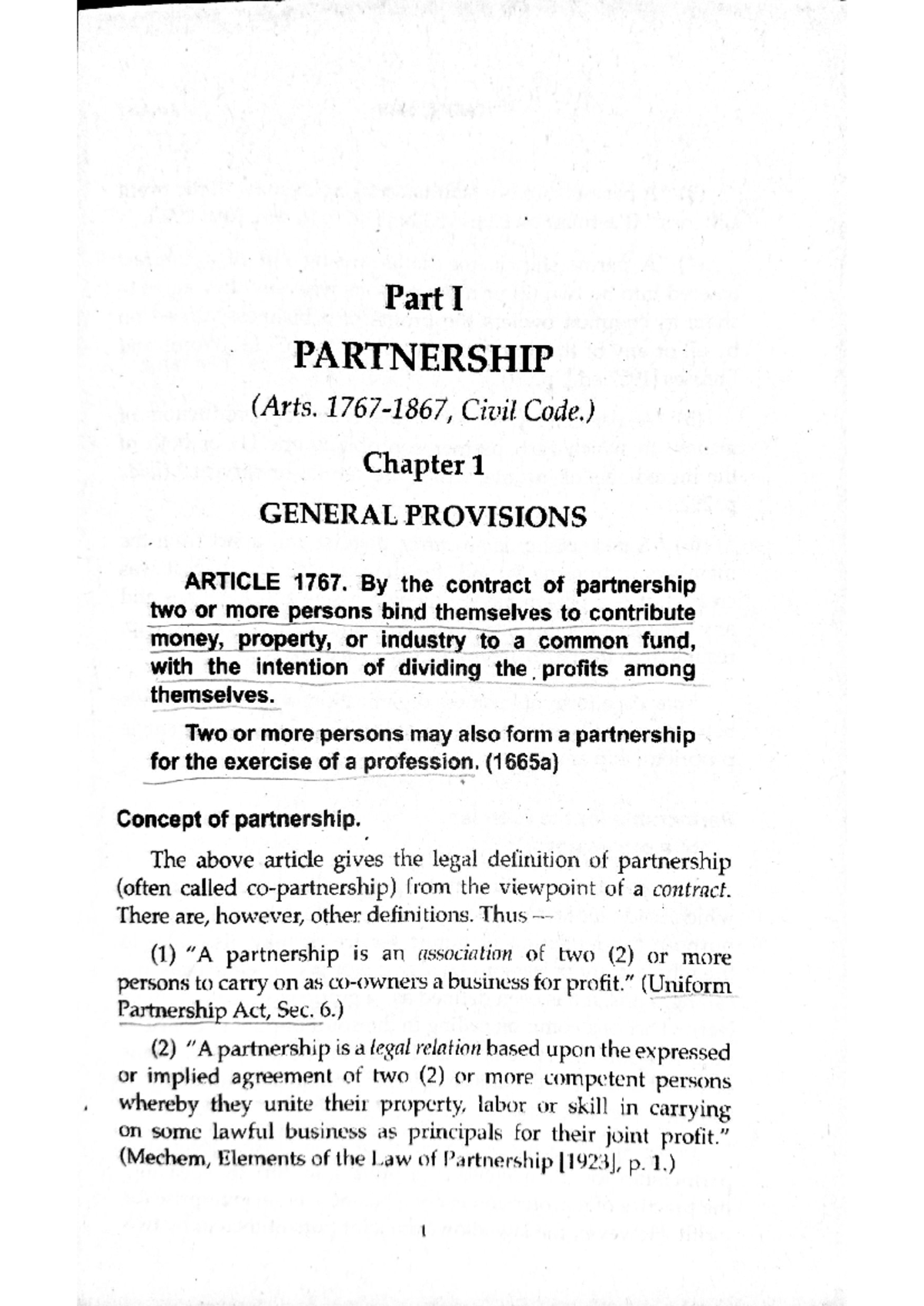 Partnership - Chapter 1: General Provisions - Law 1767 - Studocu